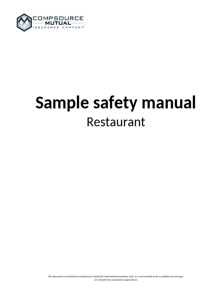 Restaurant Safety Manual | PDF | Knife | Safety