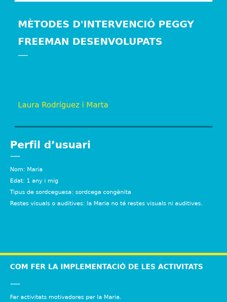 Mètodes D'intervenció Peggy Freeman Desenvolupats | PDF