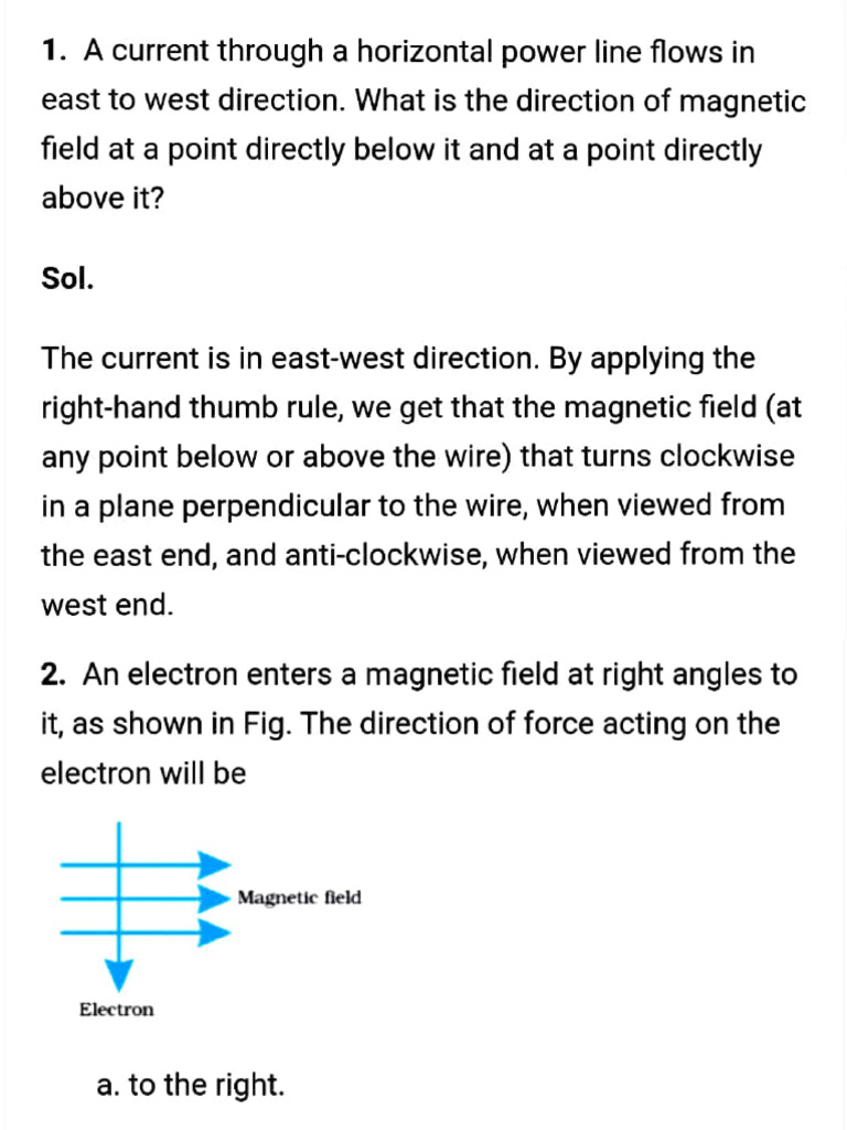 Ch-12 Magnetic Effects Chapter End Exercise Questions | PDF | Magnetic ...
