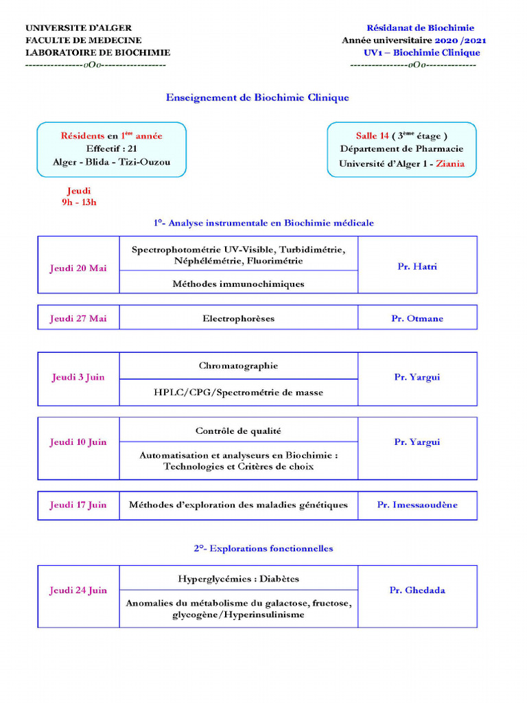 Biochimie Clinique 2020-2021 | PDF