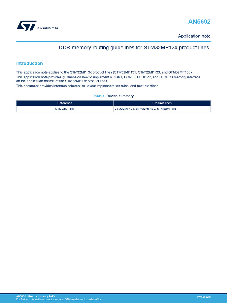 An5692 DDR Memory Routing Guidelines For stm32mp13x Product Lines Stmicroelectronics | PDF ...