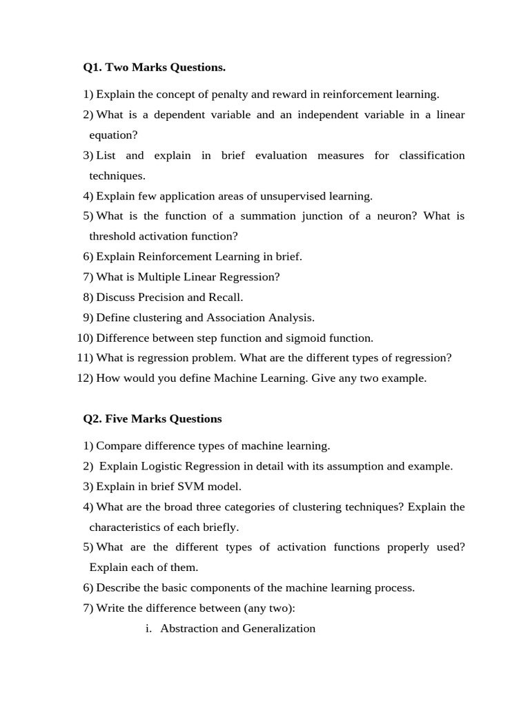 ML_Question Bank | PDF | Machine Learning | Regression Analysis