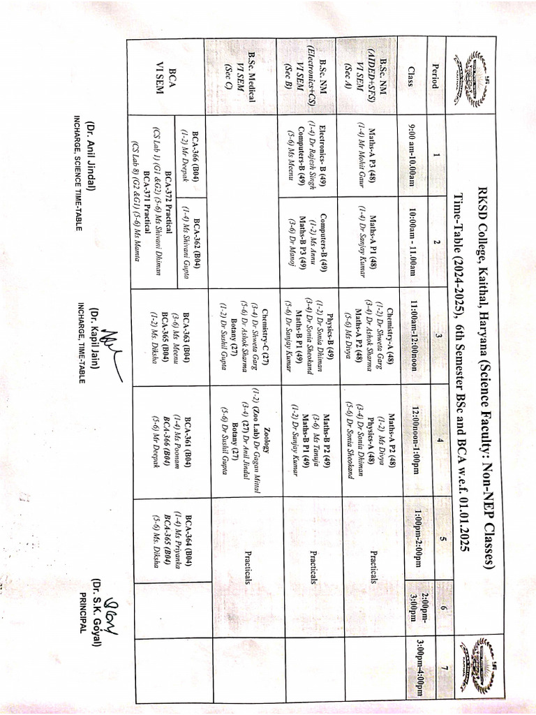 6th-sem-Time-table-from-01-01-2025 | PDF
