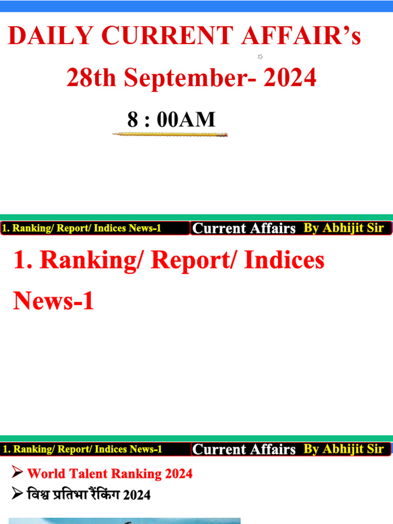 28th September Current Affairs | PDF