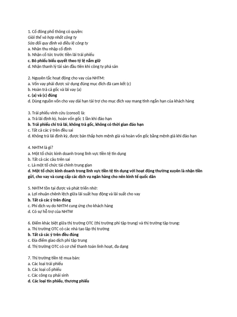 Đề cương TTTC | PDF