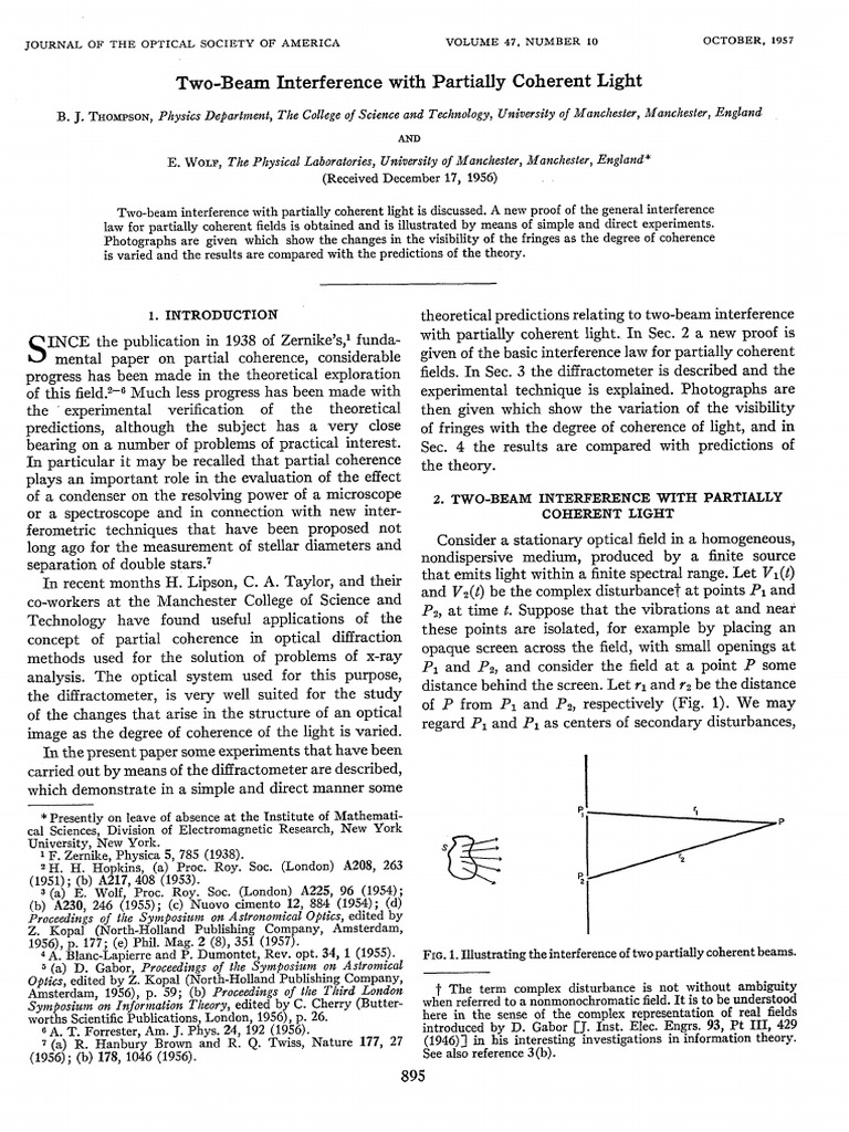 Since: Two-Beam Interference With Partially Coherent Light | PDF ...