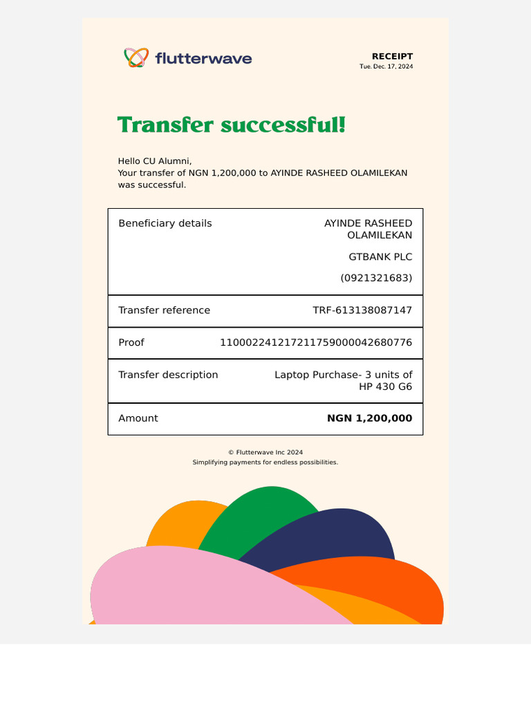 PAYMENT 4 LAPTOP PURCHASE - 3 UNITS OF HP 430 G6 - 88903362-Successful | PDF