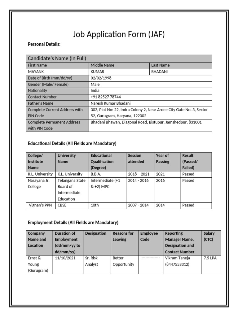 Joining Application Forn | PDF | Business Economics | Labor
