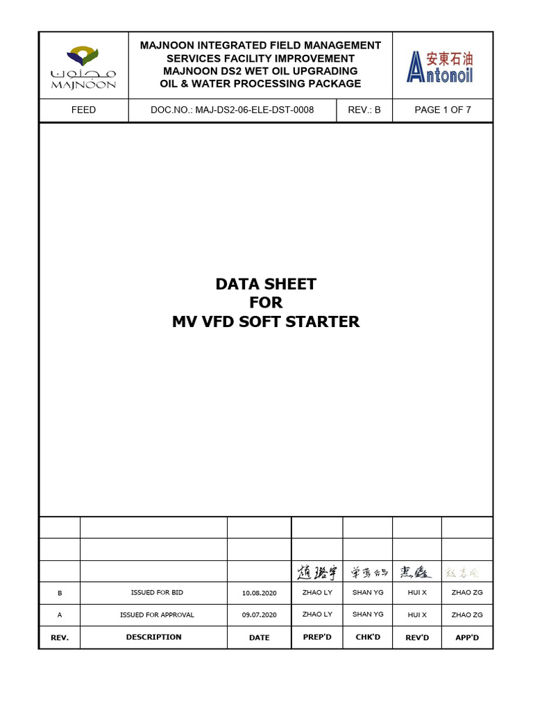MAJ-DS2-06-ELE-DST-0008 - B Data Sheet For MV VFD Soft Starter | PDF ...