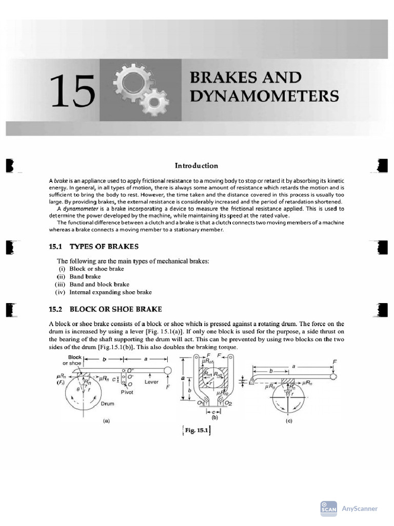 Brakes and Dynamometer Dynamics of Machine Unit 5 | PDF