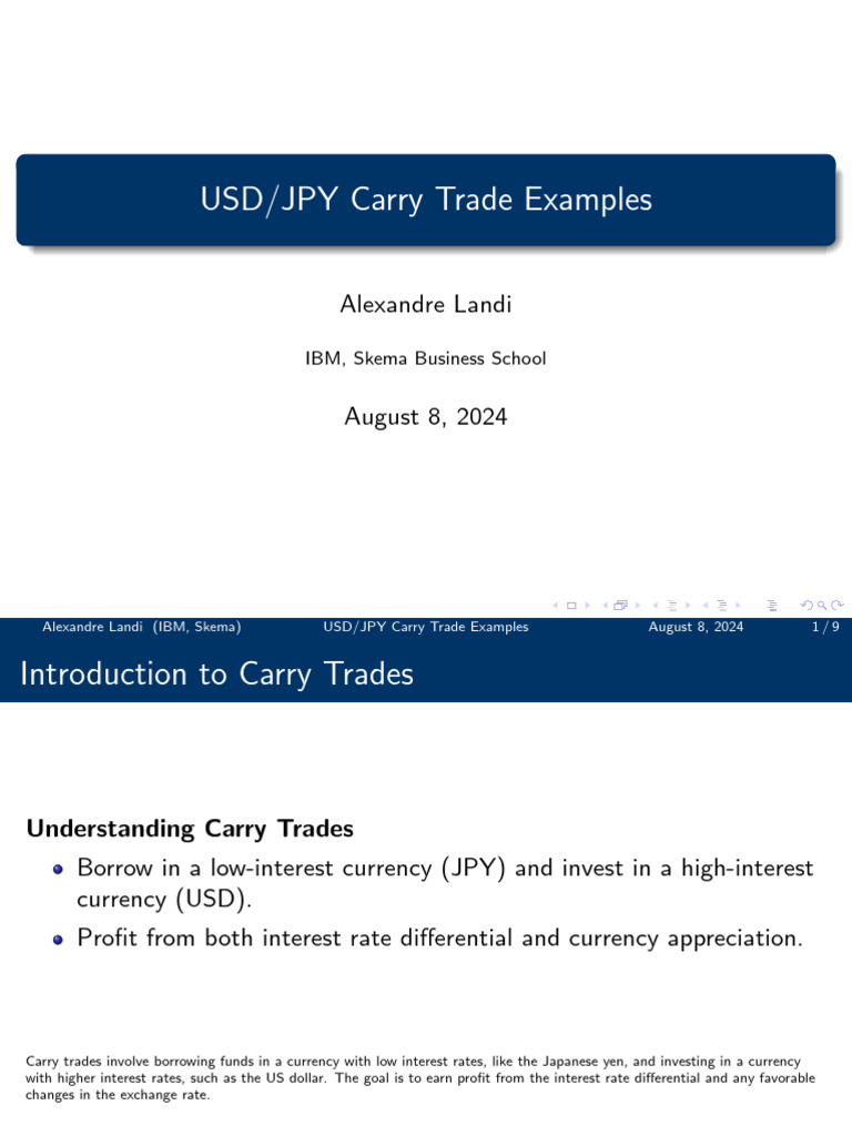 USD JPY Carry Trade Examples 1723216599 | PDF | Exchange Rate | Interest