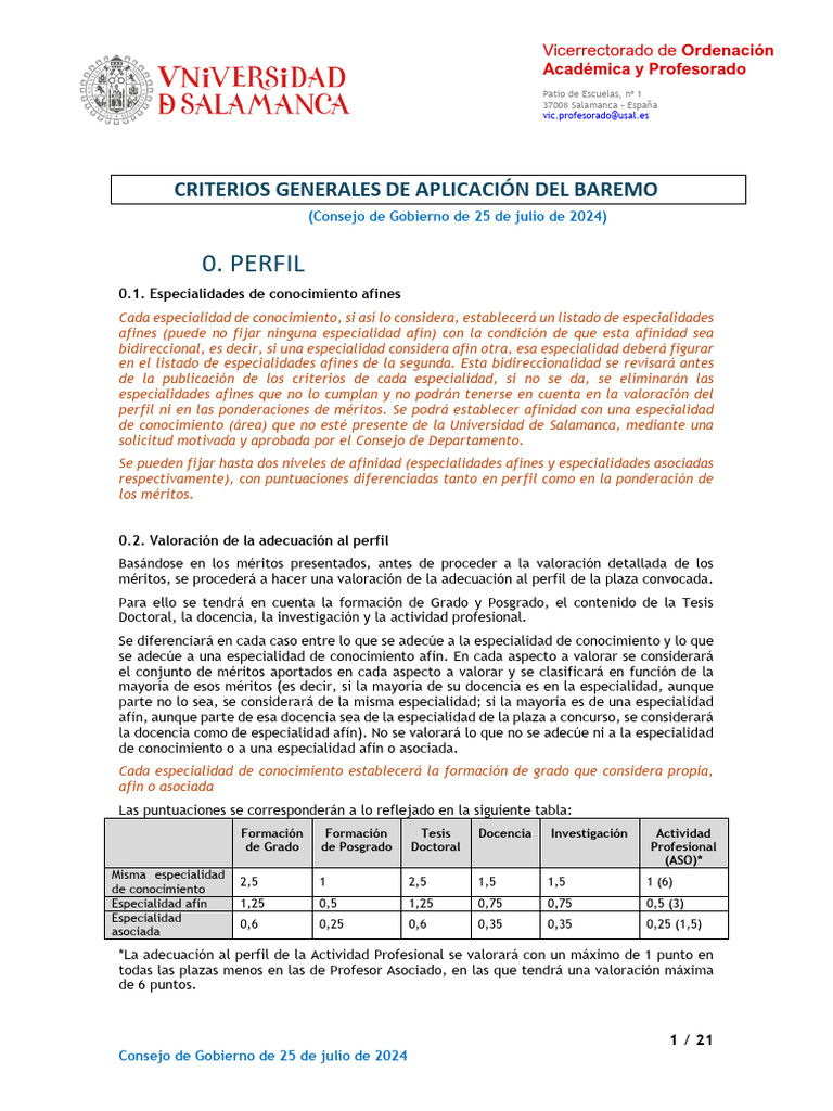 Criterios de Baremo para Contratación Académica | PDF | Maestros ...