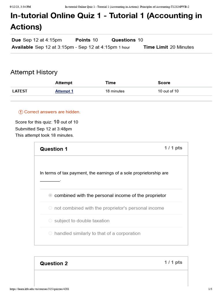 In-tutorial Online Quiz 1 - Tutorial 1 (Accounting in Actions)_ Principles of Accounting ...