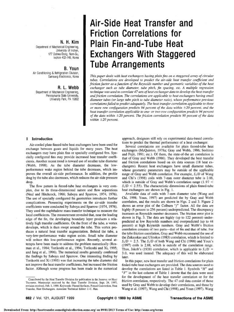 Air Side Heat Transfer Coeff For Staggered Tube Heat Exchanger Having ...