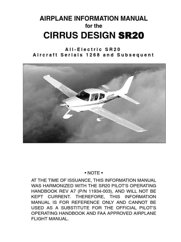 Cirrus SR20 POH | PDF | Altimeter | Motor Oil