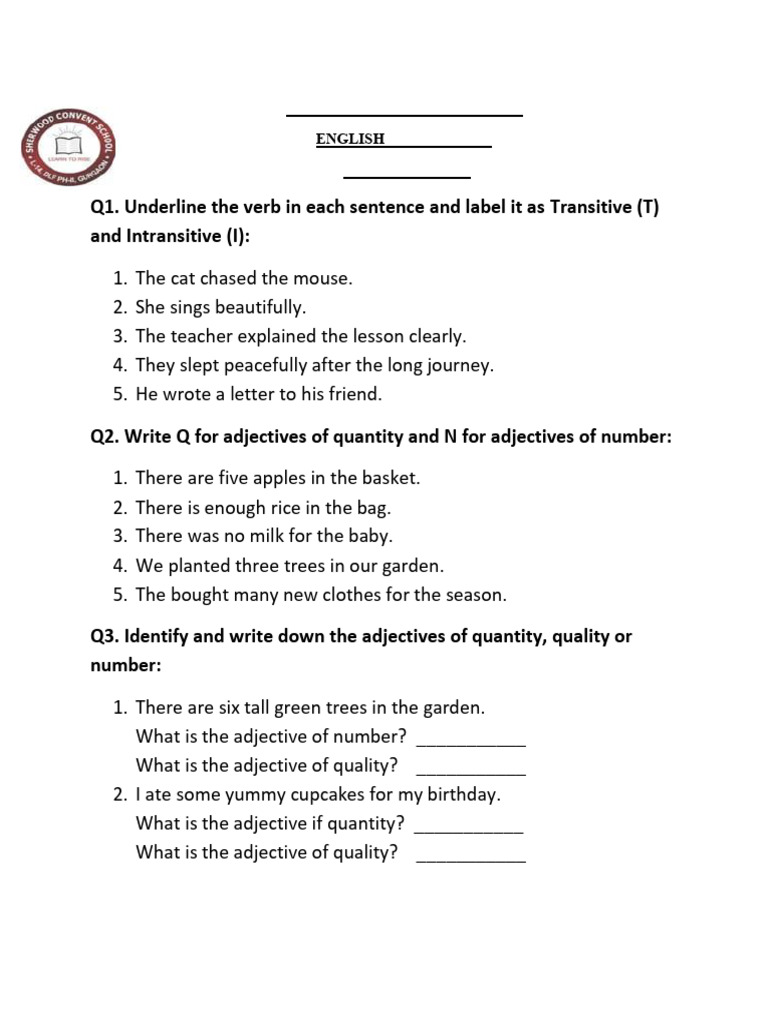 Grade-V Winter Vacation Worksheet | PDF | Verb | Linguistics
