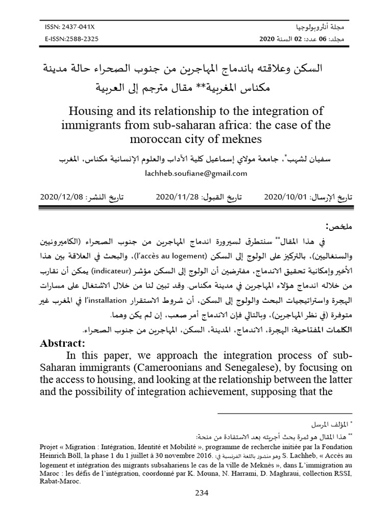 Housing and Its Relationship To The Integration of Immigrants From Sub-Saharan Africa: The Case ...