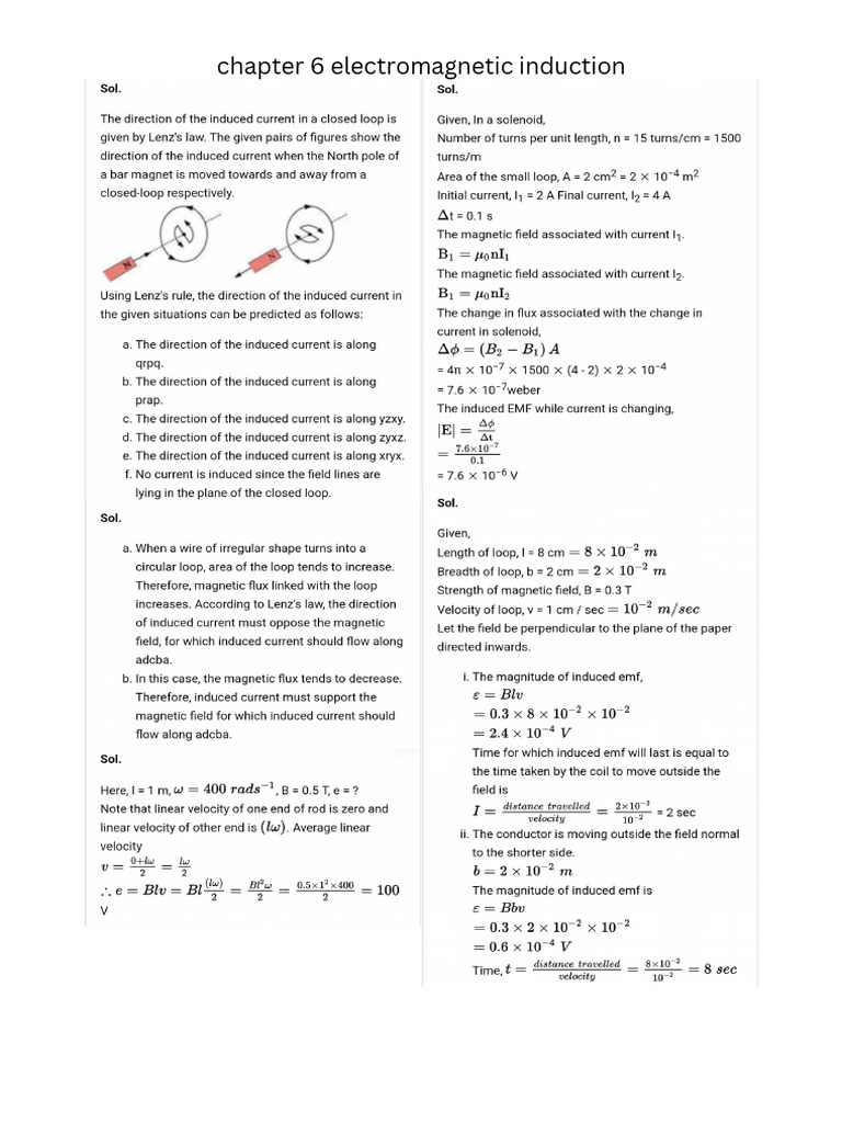 Chapter 6 Electro Magnetic Induction | PDF