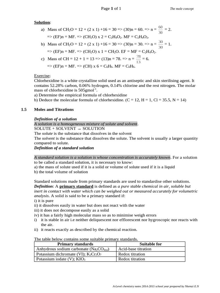 1. Mole Concept G | PDF | Chemistry | Chemical Substances