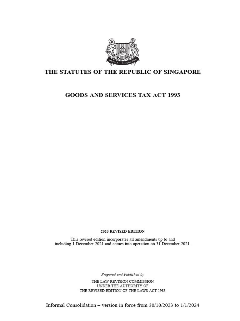Goods and Services Tax Act 1993 | PDF | Taxes | Value Added Tax