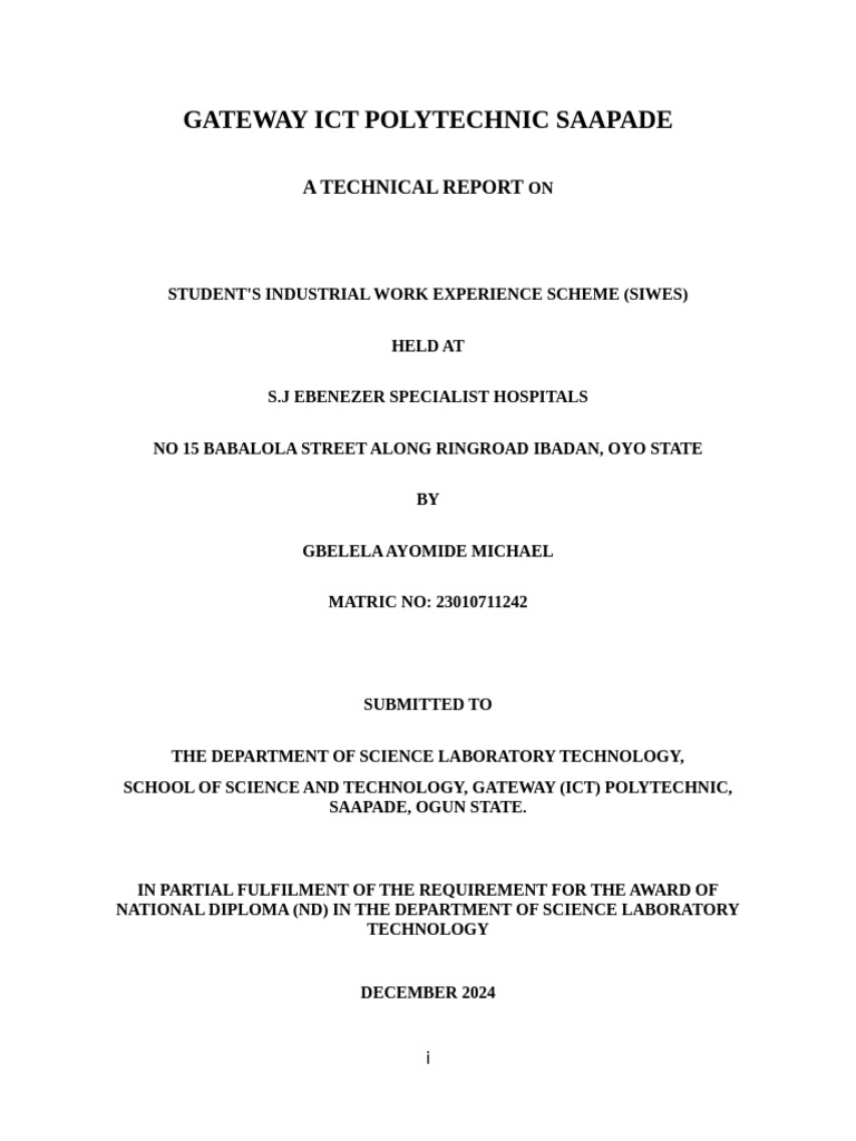 Slt Siwes Report Ay New | PDF | Blood Type | Blood