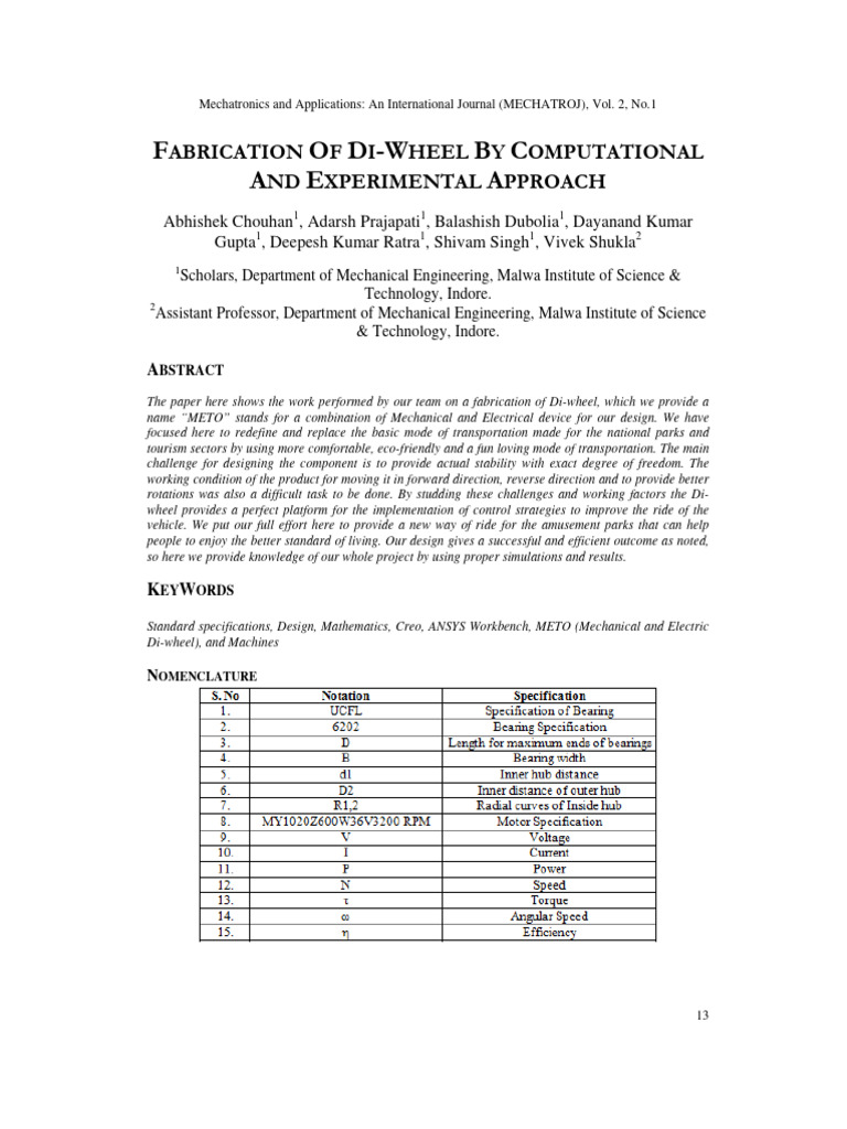 Fabrication of Di-Wheel by Computational and Experimental Approach ...