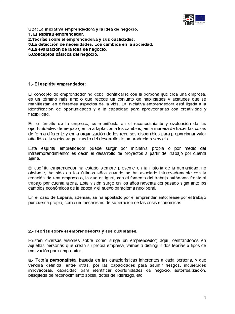 Tema 1 eie | PDF | Iniciativa empresarial | Business
