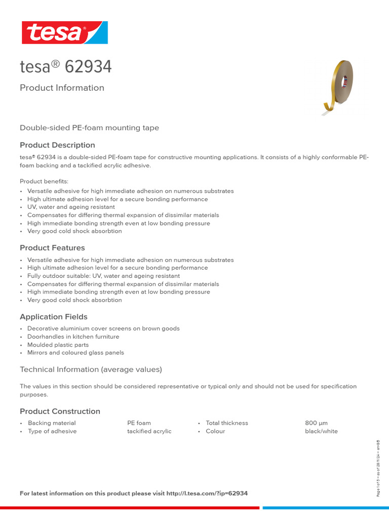 Product Information - Tesa® 62934 - en-GB | PDF | Implied Warranty ...
