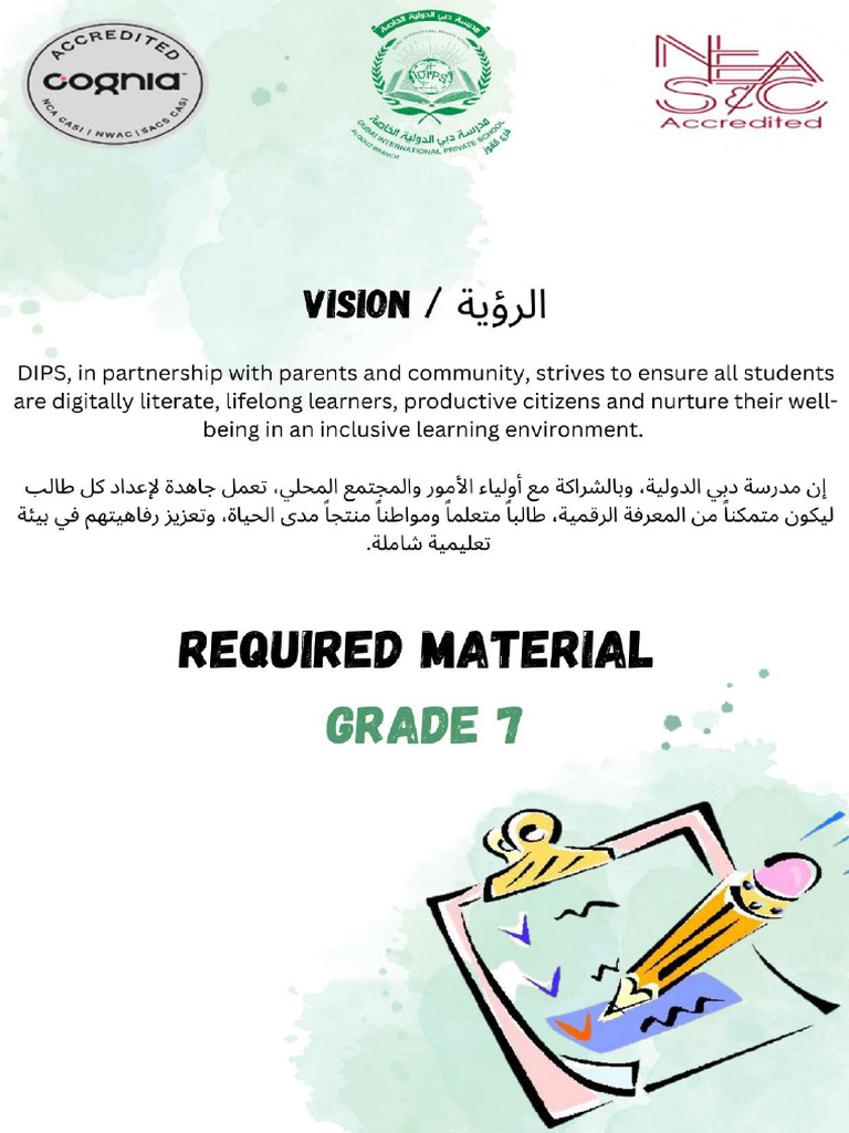 Grade 7 End of Semester One Required Material 2 | PDF | Individualized ...