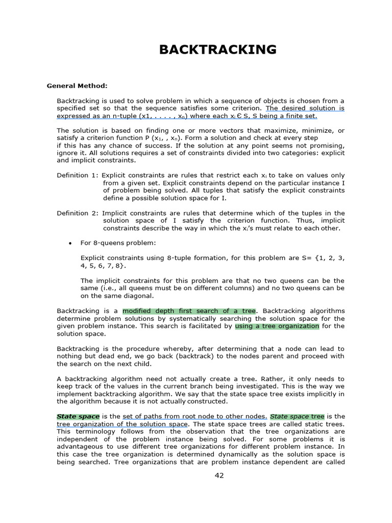 Backtracking | PDF | Applied Mathematics | Algorithms And Data Structures Backtracking | PDF | Applied Mathematics | Algorithms And Data Structures