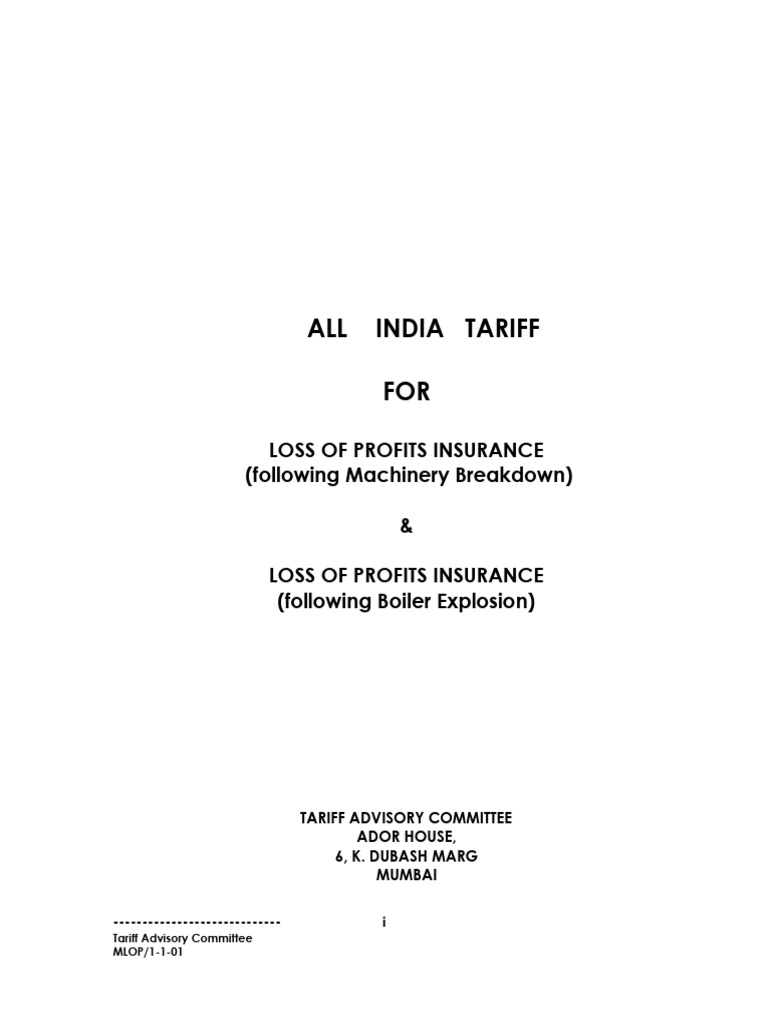 Loss of Profit Tariff | PDF | Insurance | Indemnity