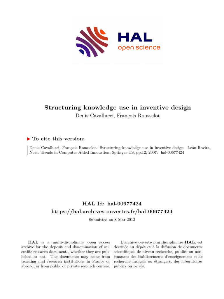 Structuring Knowledge Use Un Inventive Design | PDF | Knowledge | Concept