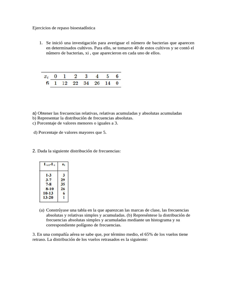 Ejercicios de Repaso Bioestadística | PDF