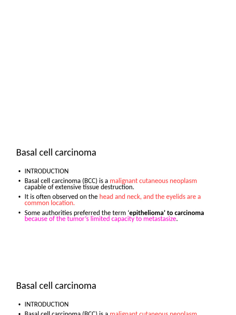 Understanding Basal Cell Carcinoma (BCC) | PDF | Metastasis | Carcinoma