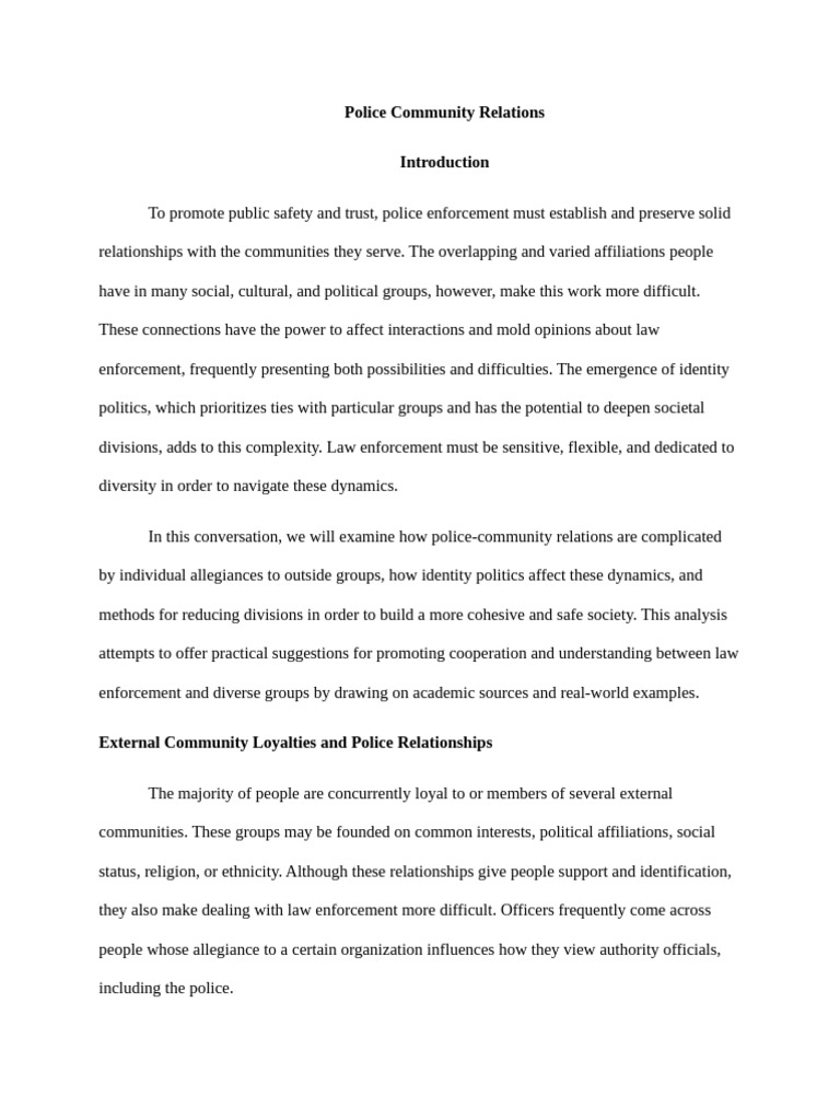 Police Community Relations | PDF | Identity (Social Science) | Identity ...