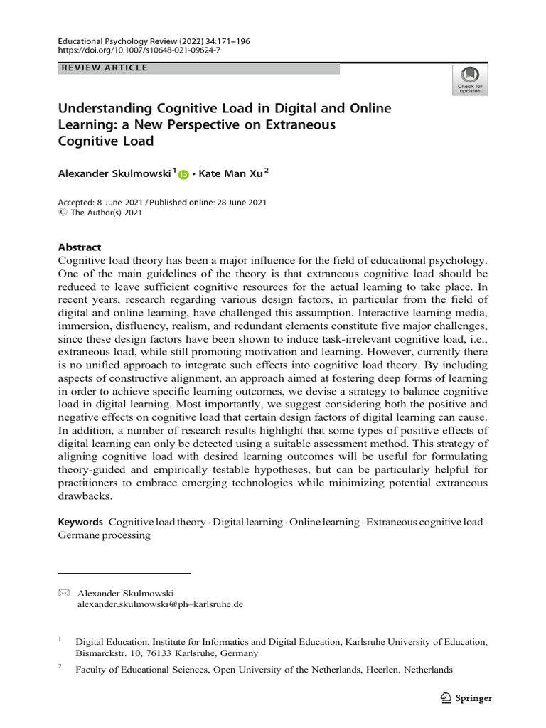 Cognitive Load in Digital Learning Explained | PDF | Learning ...