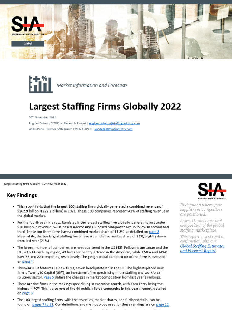 Largest Global Staffing Firms 2022 | PDF | Business