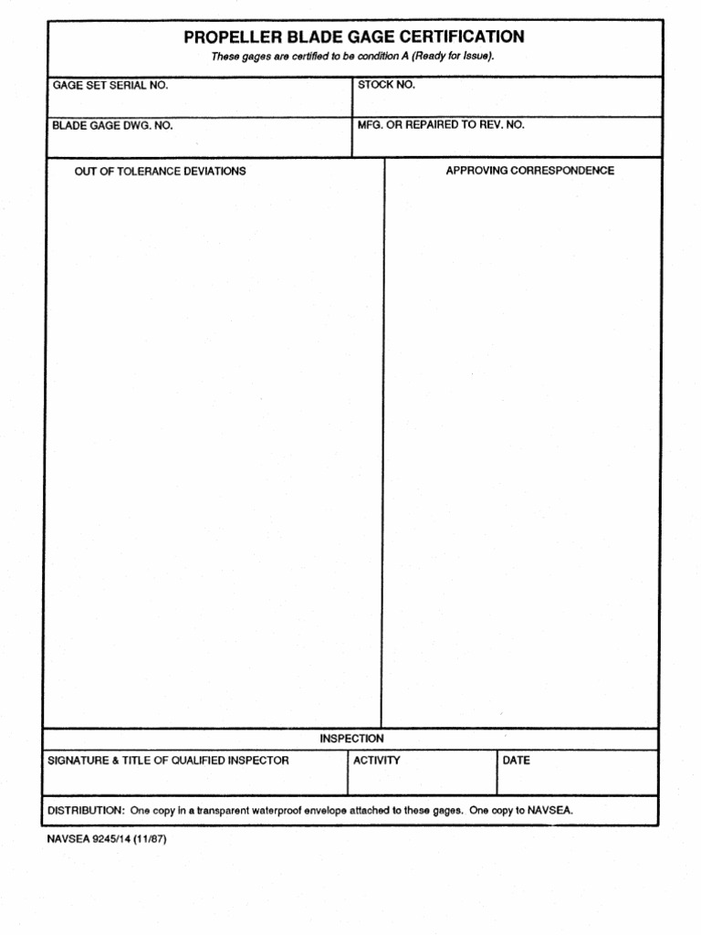 Blade Gage Cert | PDF