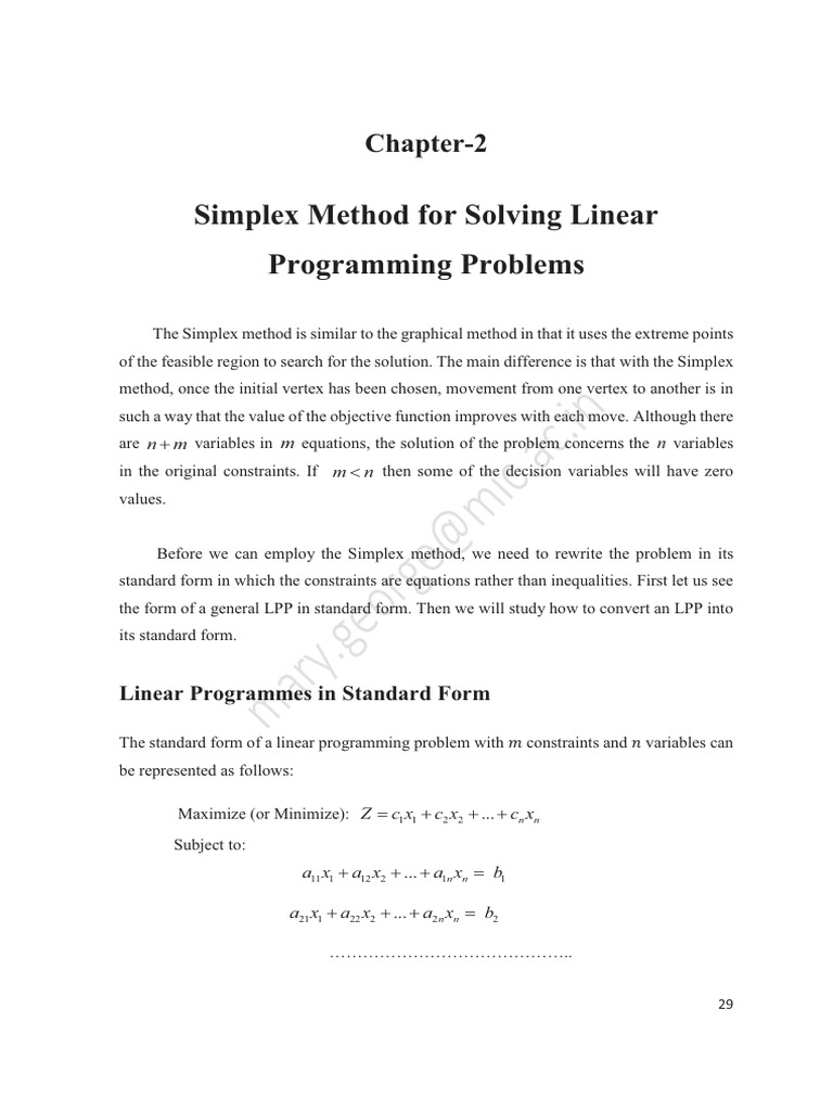 Simplex Method for Linear Programming | PDF | Mathematical Optimization ...