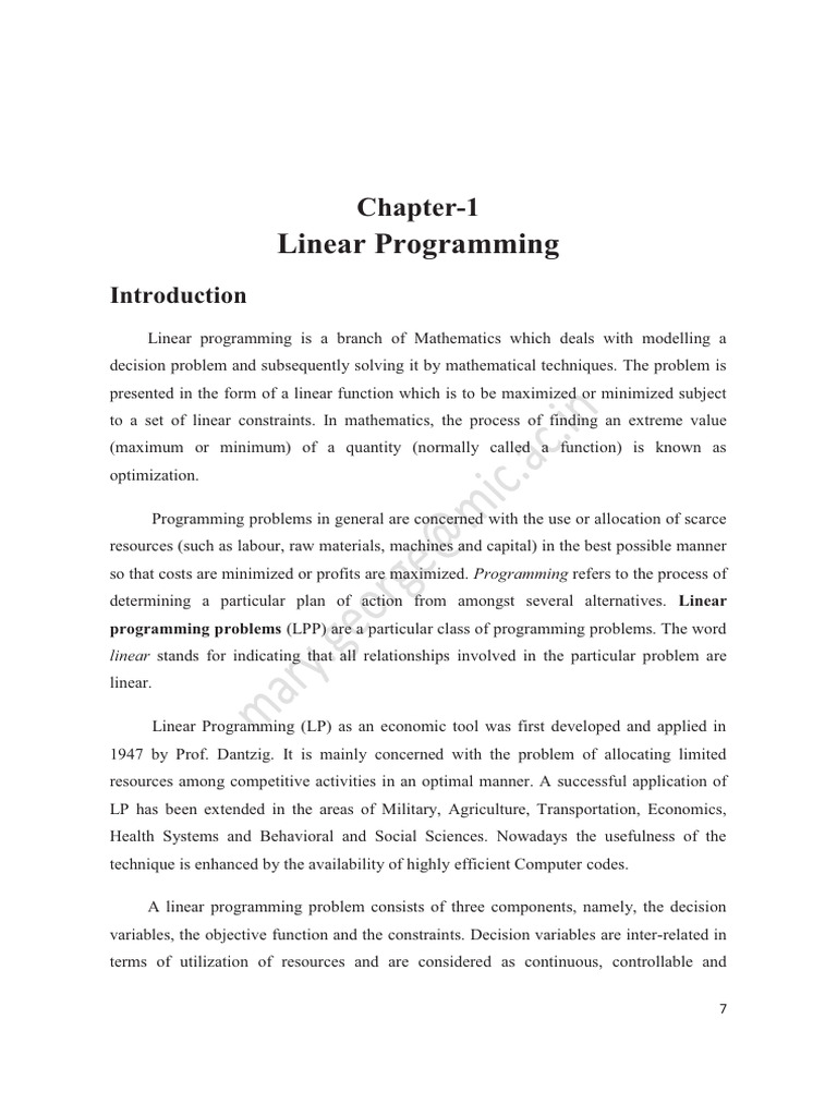 Introduction to Linear Programming | PDF | Mathematical Optimization | Linear Programming