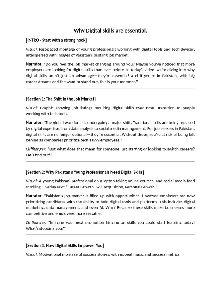 Why Digital Skills Are Essential - Script | PDF | Employment | Cognition