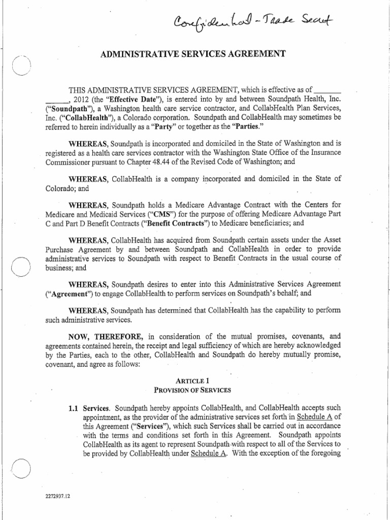 Standard Administrative Services Agreement | PDF