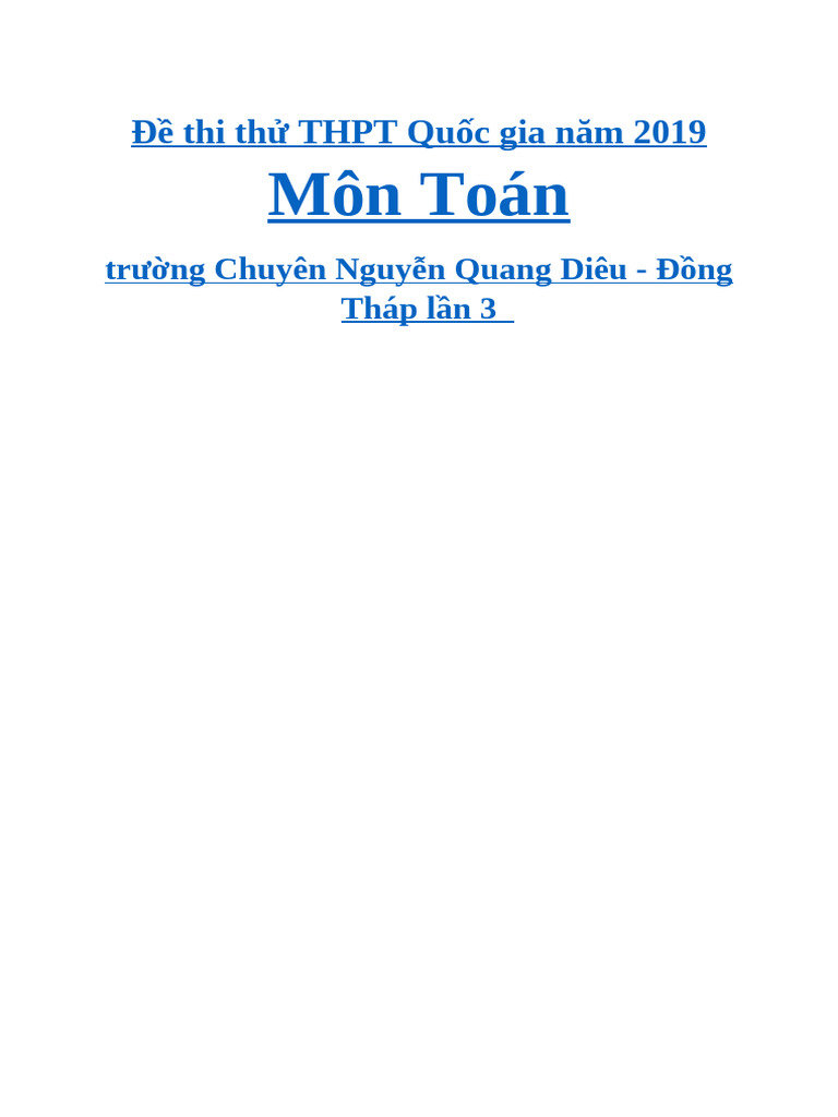 De Thi Thu Mon Toan THPT Truong Chuyen Nguyen Quang Dieu Dong Thap Lan ...
