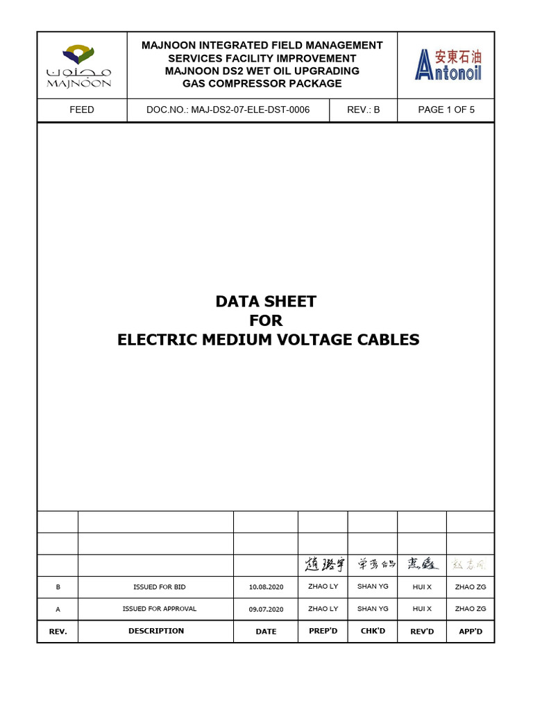 MAJ-DS2-07-ELE-DST-0006 - B Data Sheet For Electric Medium Voltage ...