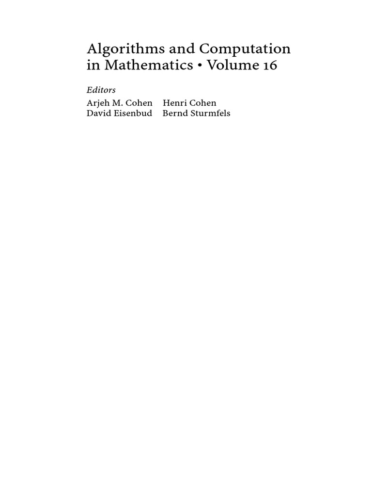 Algorithms and Computation in Mathematics - Wolfram Decker, Christoph ...