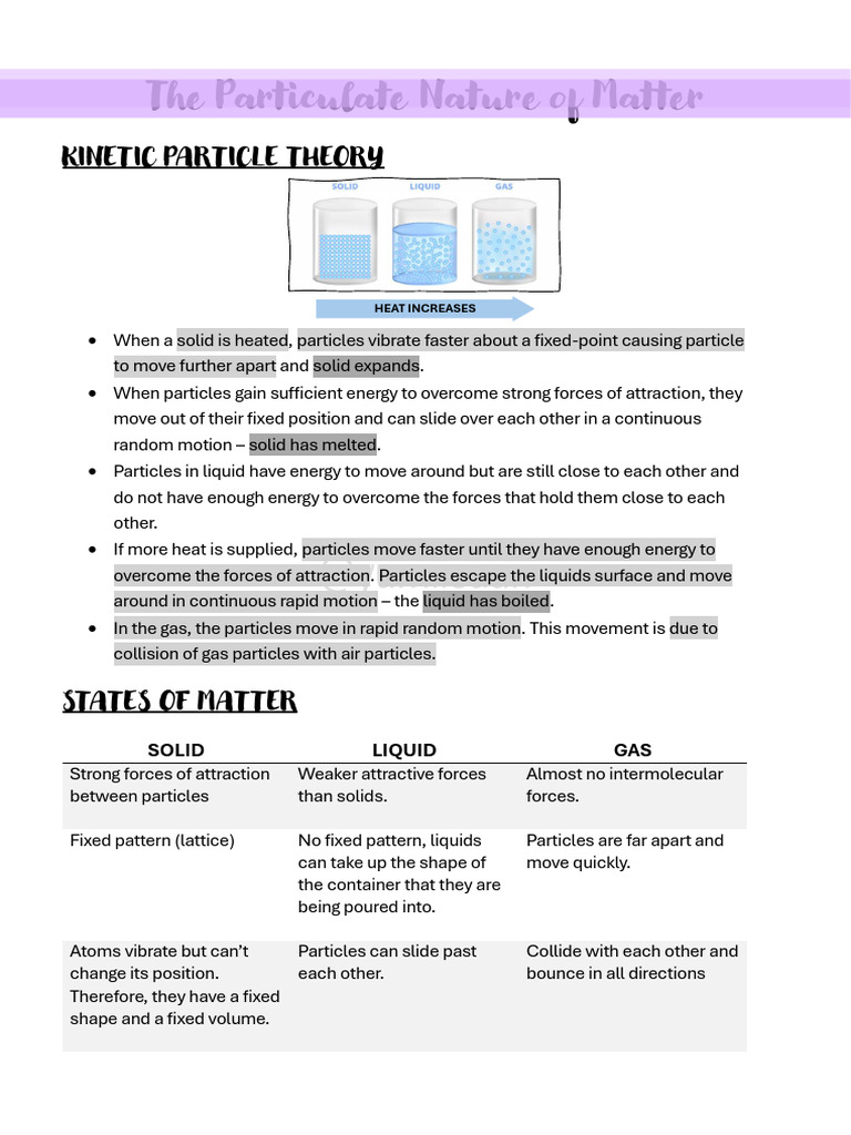 The Particulate Nature of Matter | PDF | Gases | Liquids
