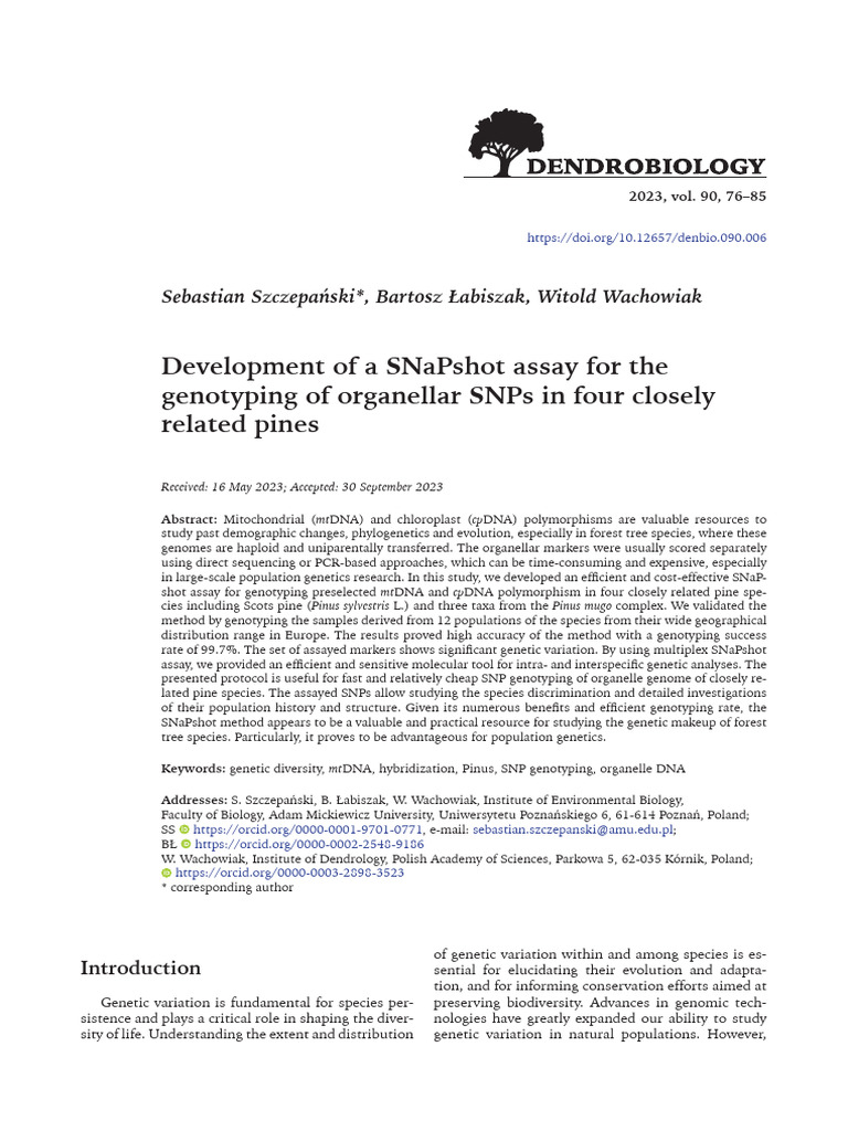 Development of A SNaPshot Assay For | PDF | Single Nucleotide ...