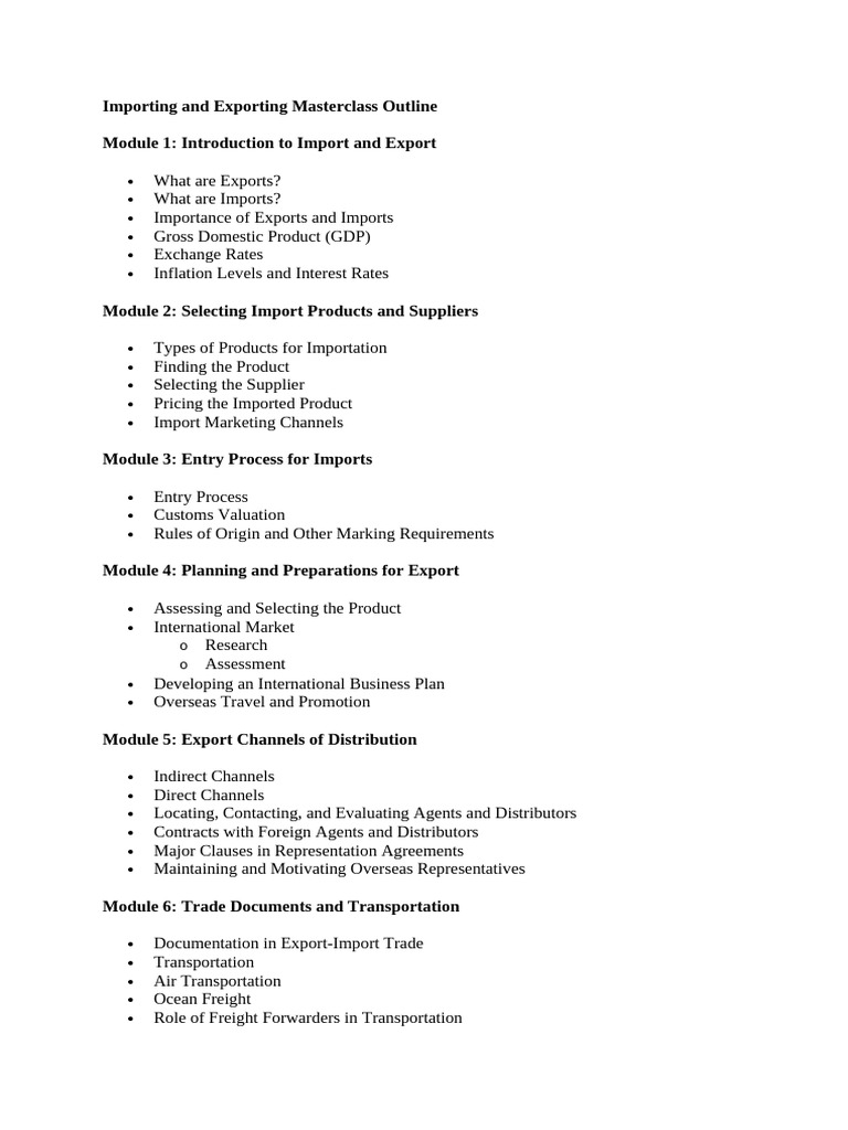 1 Importing and Exporting Training Outline | PDF