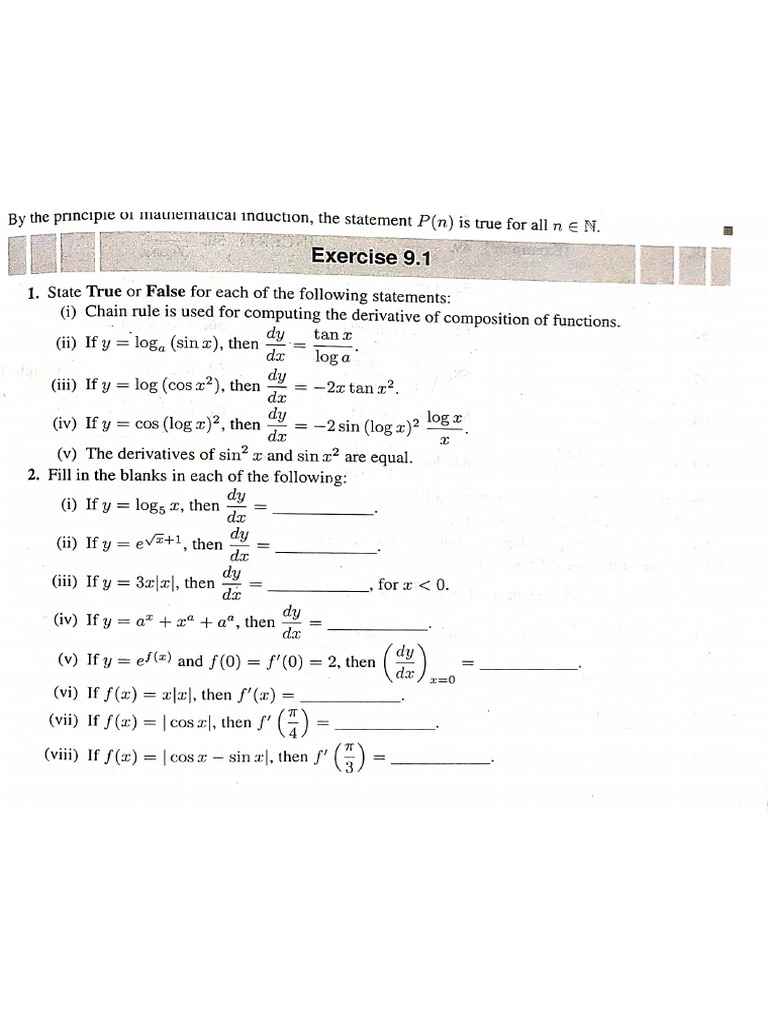 Class 12, CH 9 - Differentiation | PDF