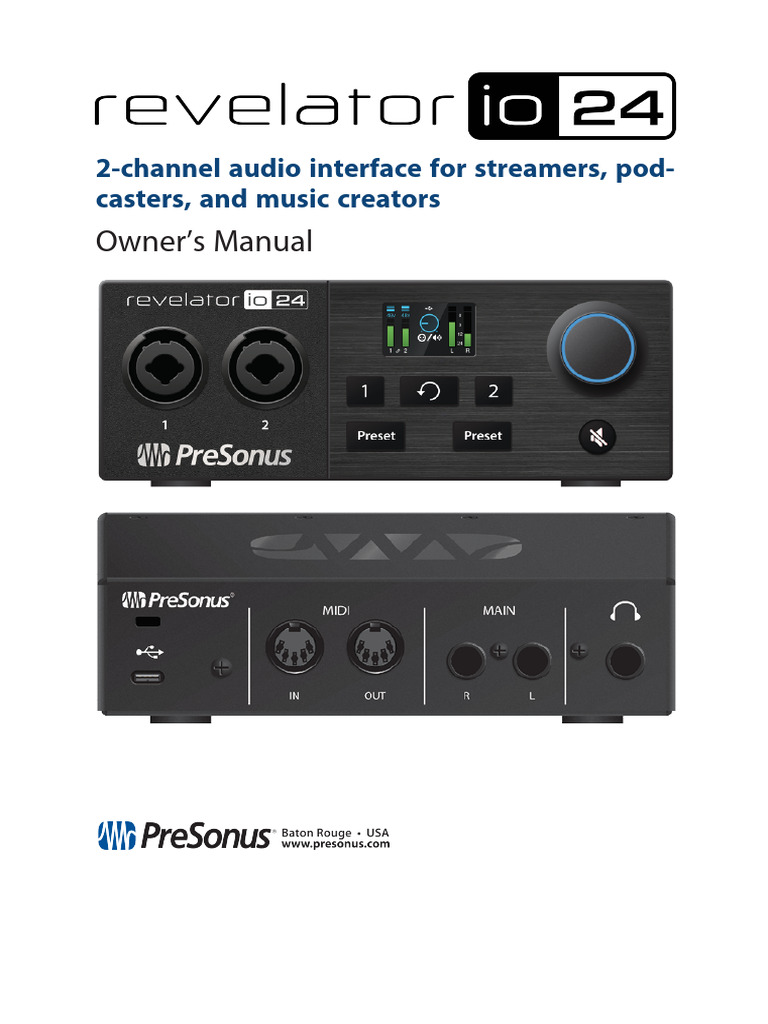 Presonus Revelator Io24 Owners Manual EN 08042022 | PDF | Equalization (Audio) | Menu (Computing)